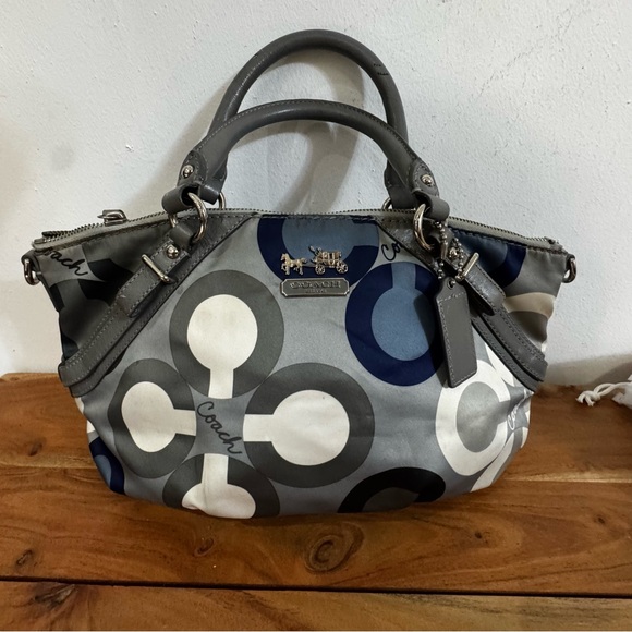 Coach | Bags | Coach Sophia Madison Clover Blue Gray Sateen Bag | Poshmark